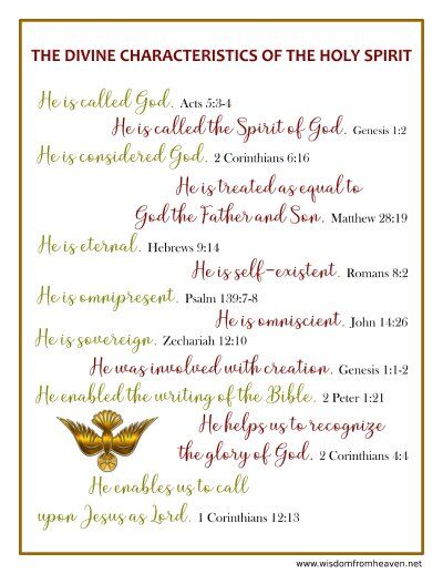 The Characteristics of the Holy Spirit - WISDOM FROM HEAVEN